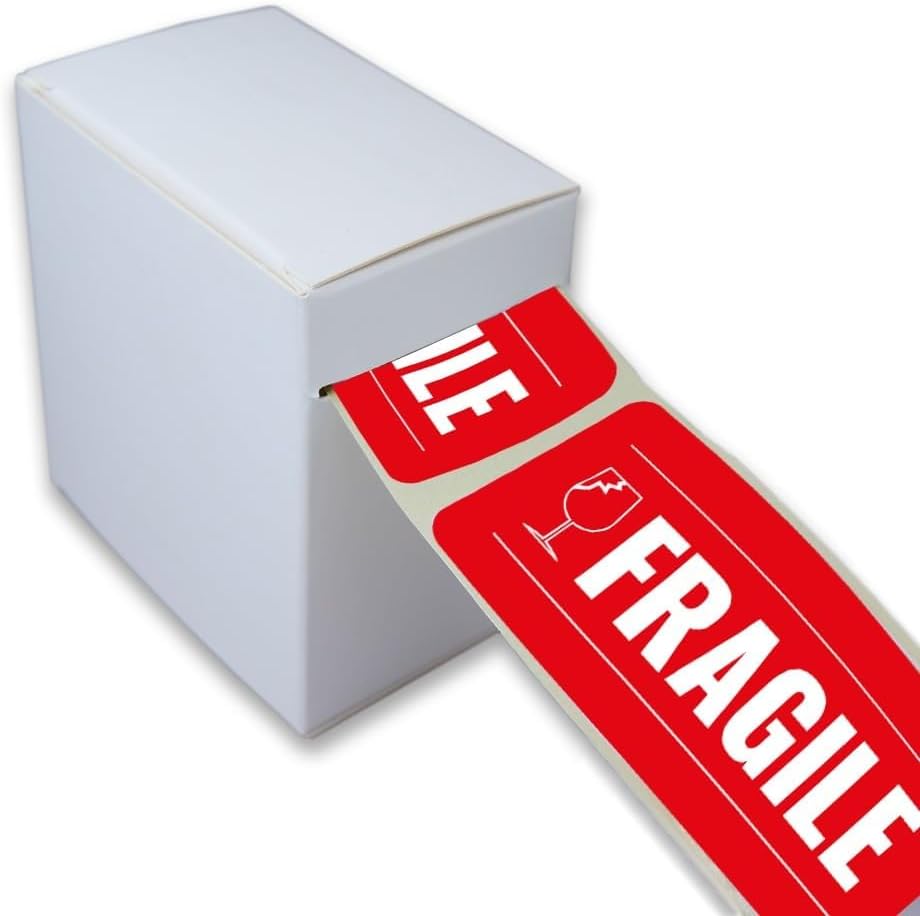 OliveBird 1000 x Fragile Autocollants 90 x 35 mm Rouleau Avec Texte Sur ...
