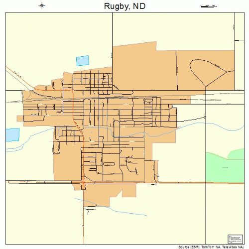 Large Street & Road Map of Rugby, North Dakota ND - Printed poster size ...