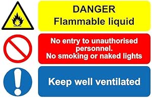 Danger flammable liquid no entry no smoking or naked flames keep well ...