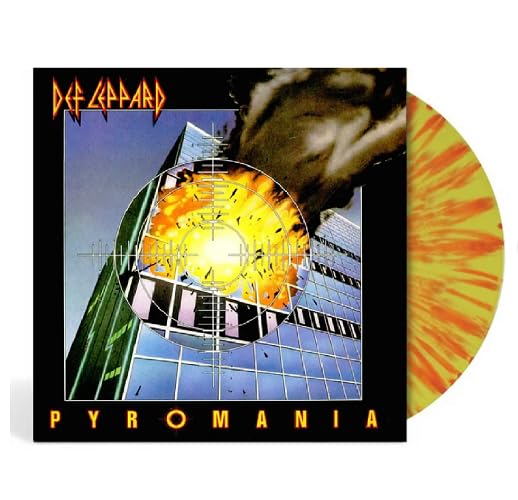 Amazon.com: Def Leppard Pyromania 40th Orange and Yellow Splatter Vinyl ...