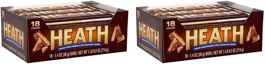 Amazon.com : HEATH Chocolatey English Toffee Candy Bars, 1.4 oz (18 ...