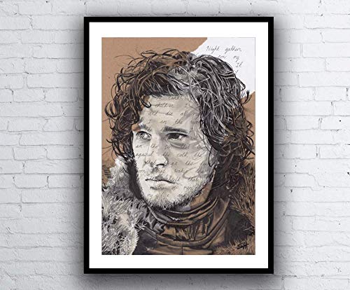 Jon Snow ORIGINAL Portrait Drawing with Night's Watch Oath - A4 Size ...