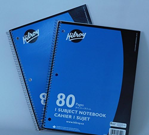 Hilroy 2 Pack Coil 1 Subject Notebooks , 3-hole Punched Wide-Ruled, 80 ...