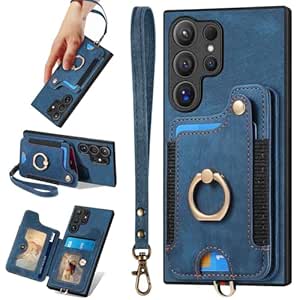 S24 Ultra Case,Card Holder Wallet for Samsung S24 Ultra Case,Ring Stand,RFID-Blocking,Wrist ...