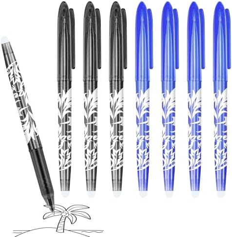 Lechisenop 8 Pcs Erasable Pens Black Blue Friction Pen 0.7mm Gel Pens ...