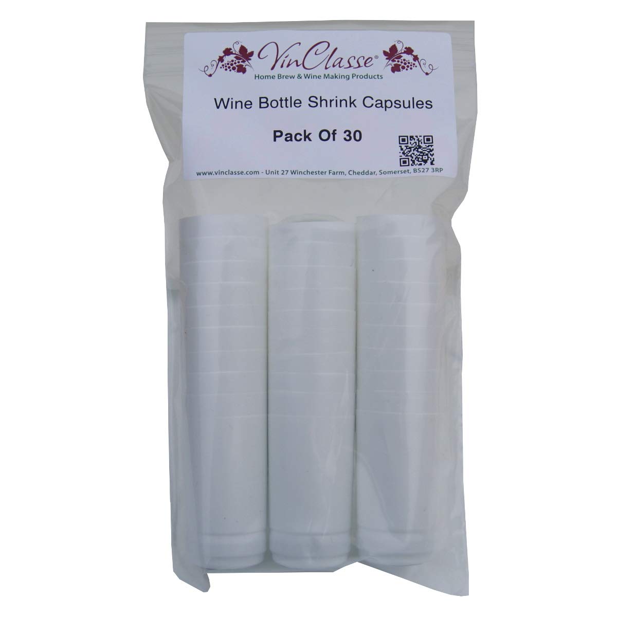 VinClasse Wine Bottle Shrink Capsules/Caps - Pack of 30 - White ...