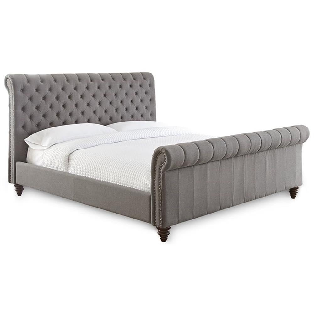 Amazon.com: Steve Silver Swanson Tufted Queen Sleigh Bed in Gray : Home ...
