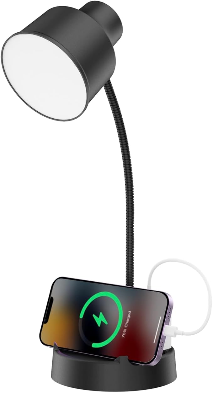 Energetic LED Desk Lamp with Phone Holder, Table Lamp with AC Outlet ...