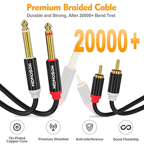 Snapklik.com : RCA To 1/4 Inch Cable 6.6 Feet, Dual 1/4 Inch TS To 2 ...