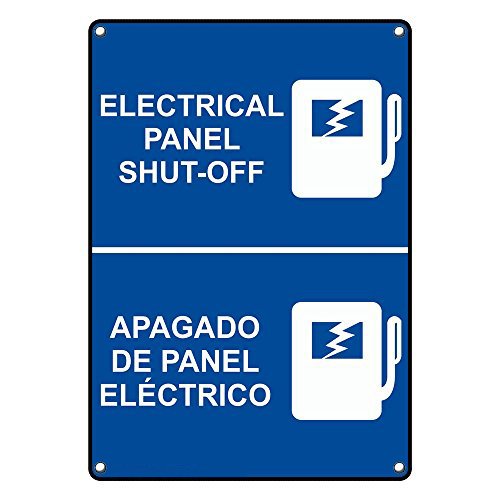 Weatherproof Plastic Vertical Electrical Panel Shut-Off Bilingual Sign ...