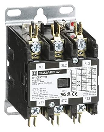 Square D 24VAC Definite Purpose Contactor; No. of Poles 3, 30 Full Load ...