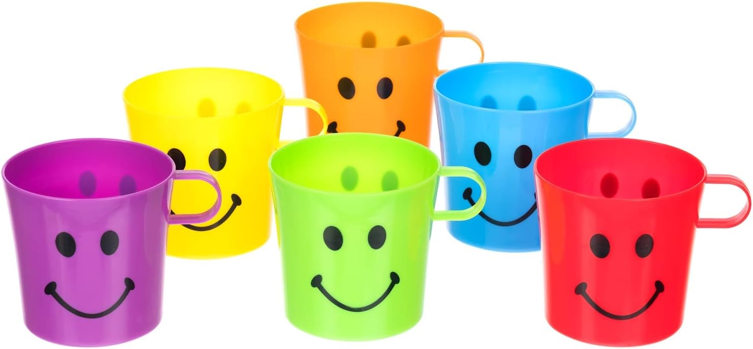 Invero Set of 24 Kiddies Handled Happy Funny Face Cup 250ml - Vibrant ...