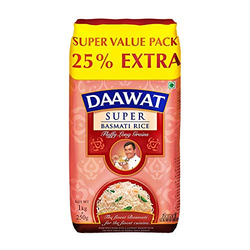 Daawat Super, Perfectly Aged, Long Grain with Rich Aroma Basmati Rice ...