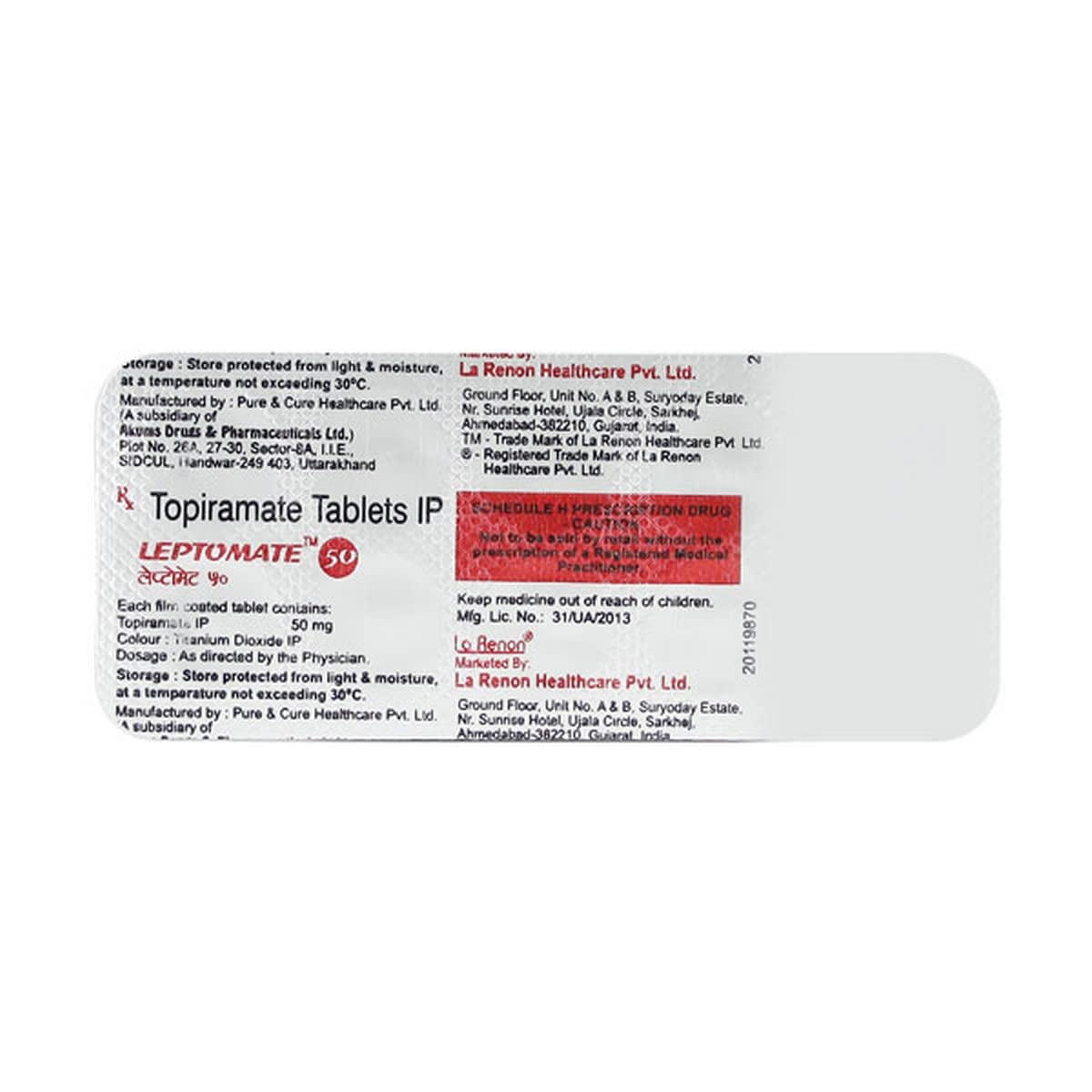LEPTOMATE 50mg - Strip of 10 Tablets : Amazon.in: Health & Personal Care