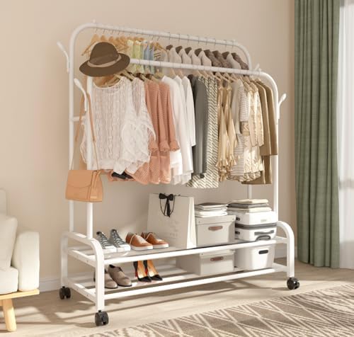 Amazon.com: Antiwar Sturdy Metal Double Rodding Clothes Rack With ...
