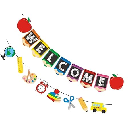 Amazon.com: Glitter Welcome Banner with Apple Sign Colorful Glittery ...