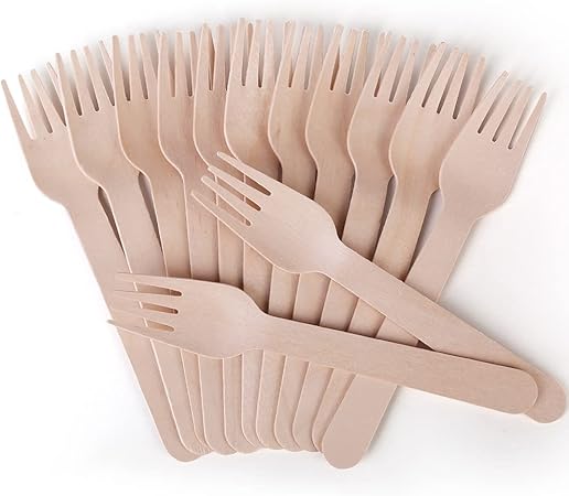 Amazon.com: LotFancy Disposable Wooden Forks, Pack of 100, 6.2inch ...