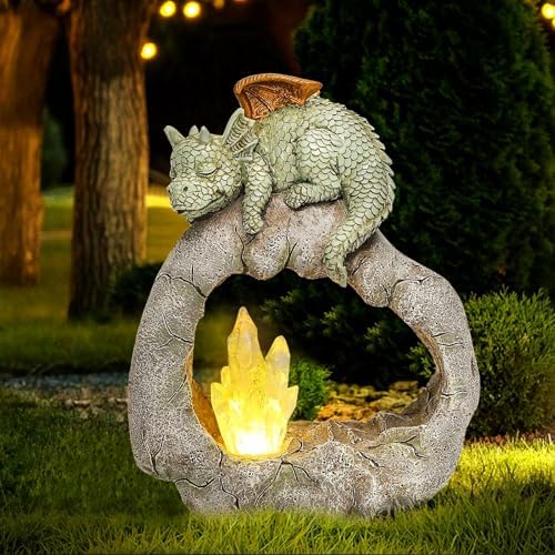 Amazon.com: VEEKI Solar Dragon Garden Statues Outdoor, Resin Dragon ...