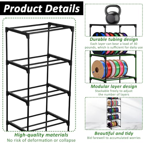 KKONHII 2 Pack 3D Printer Filament Storage Rack, 6-Tier Large Capacity ...