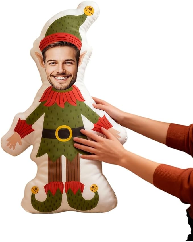 Amazon.com: Custom Face Christmas Elf Pillow, Personalized Holiday ...