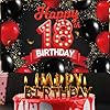 Amazon.com: Happy 18th Birthday Red and Black Banner Backdrop Balloons ...