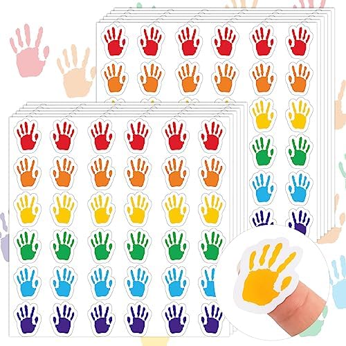 Amazon.com: 32 Pieces Colorful Handprint Wall Stickers DIY Handprint ...