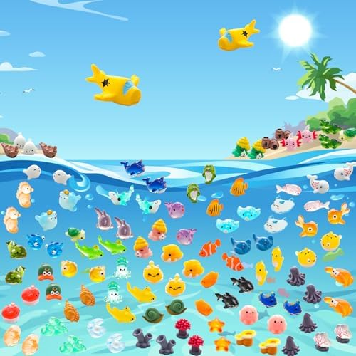 Amazon.com: 100+pcs Ocean Mini Resin Animals 78 Styles Tiny Sea Resin ...