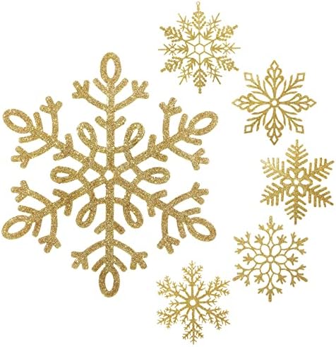 Amazon.com: Vickerman 4" Gold Glitter Snowflake Ornament Set - Sparkly ...