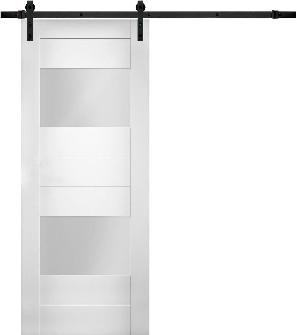 Buy Modern Barn Door 30 X 84 Inches Opaque Glass 2 Lites Sete 6222