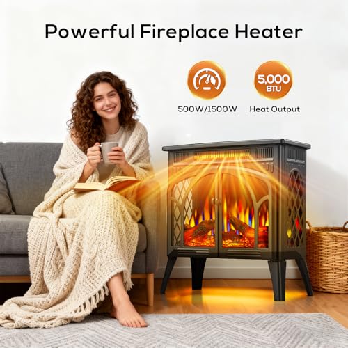 ZAFRO 24" Freestanding Electric Fireplace Stove with Remote Control ...