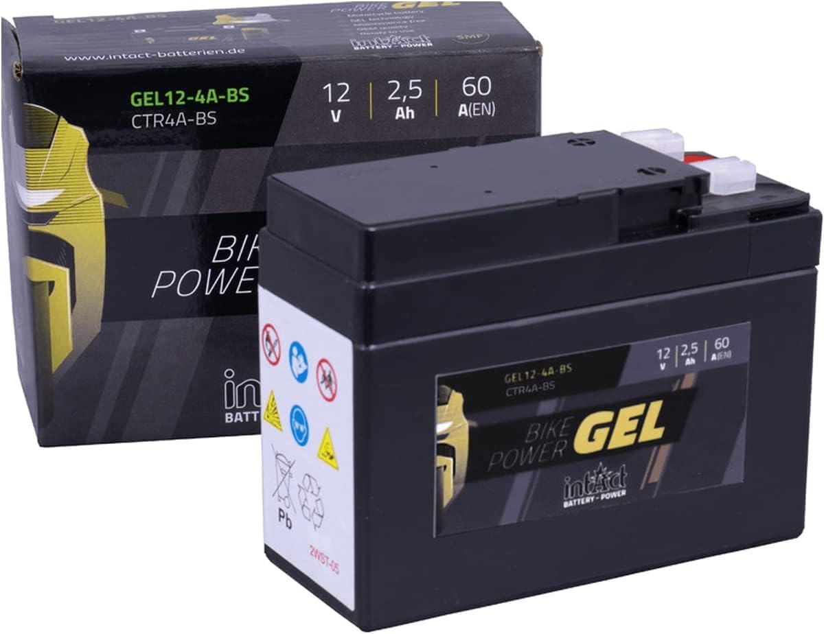 intAct - GEL MOTORRADBATTERIE Bike-Power GEL12-4A-BS. Ersetzt YTR4A-BS ...