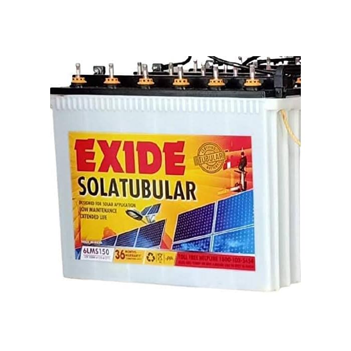 Buy Exide Solar Tubular 6LMS 150Ah C10 Battery with 3 Year Full ...