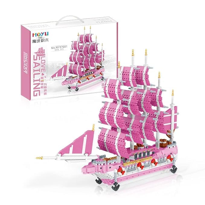 OSAMOS MOYU Majestic Voyager Pink Sailboat Model Micro Nano Blocks ...
