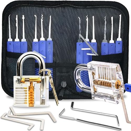 Retoo Lockpicking Set 17 Stück Dietrich Set, 12 Picks und 5 Drehmomentschlüssel, Das perfekte ...