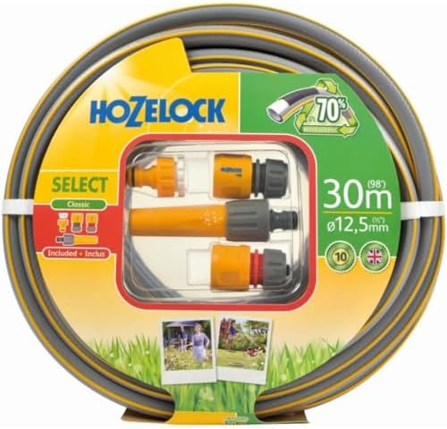 Hozelock 100-100-752 Select Hose 12.5mm x 30m Starter Set Garden, Grey ...