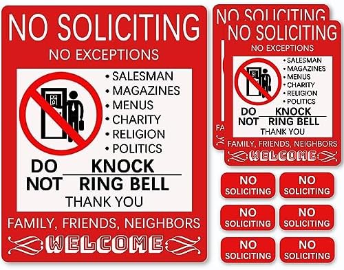 Amazon.com : No Soliciting Sign for House 9 Pack No Soliciting Sticker ...