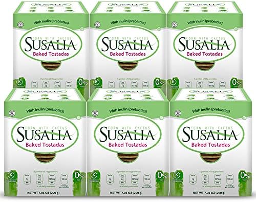 SUSALIA Tostadas de Maiz con Nopal 200Gr (Caja con 6 Piezas) | Paquete ...
