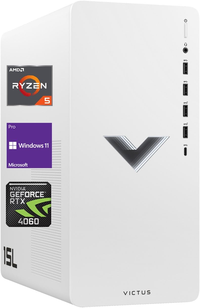 Amazon.com: HP Victus 15L Ryzen 5 RTX 4060 Premium Gaming Desktop, AMD ...