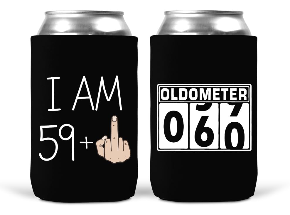 Amazon.com: 60th Birthday Can Cooler Set - I Am 59 Plus Middle Finger ...
