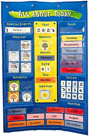 Amazon.com: Medeer Calendar and Weather Pocket Chart, Pocket Classroom ...