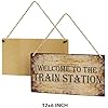 Amazon.com: SENJIAN Rustic Train Station Wood Decor Sign, Retro Welcome ...