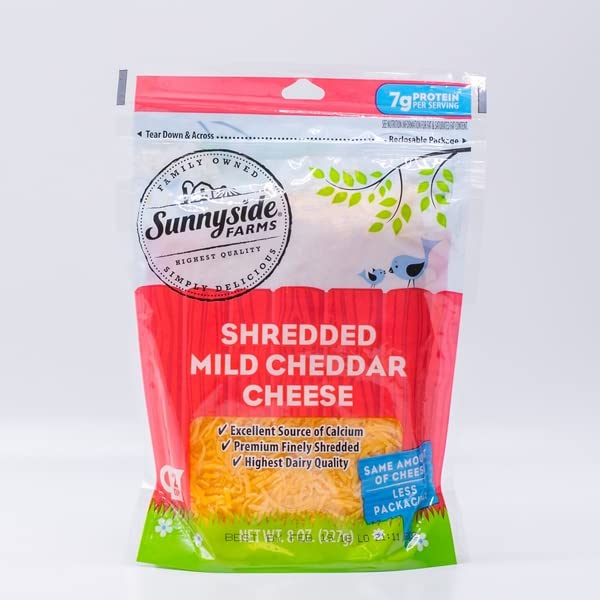 Amazon.com: Sunnyside Farms, Fancy Shredded Cheddar Cheese, 8 Fl Oz ...
