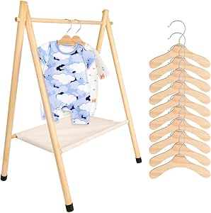Amazon.com: Small Baby Clothes Rack Set: Kids Clothing Rack & 10 Wooden ...