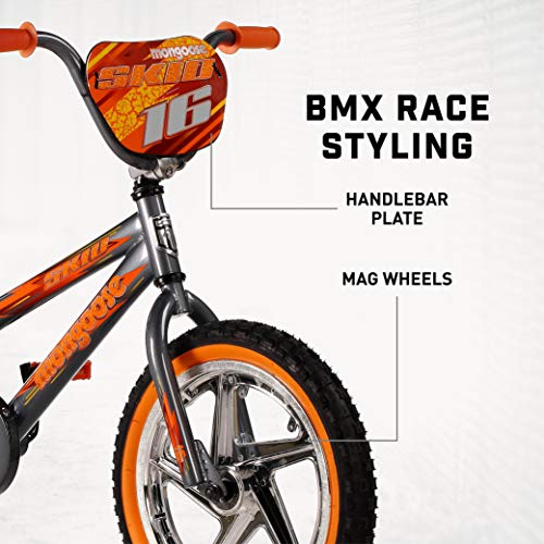 Mongoose Skid Bike, 16 Inch Bike for Kids Ages 3-7, BMX Style ...