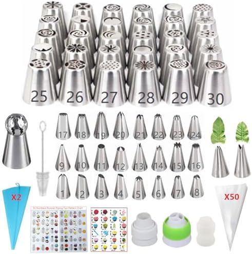 Amazon.com: YOQXHY 130 Pcs Piping Bags and Tips Set with 48 Numbered ...