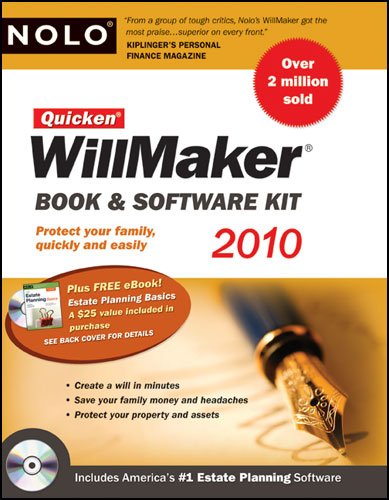 Quicken Willmaker 2010 Edition: Book & Software Kit: Editors Of Nolo ...