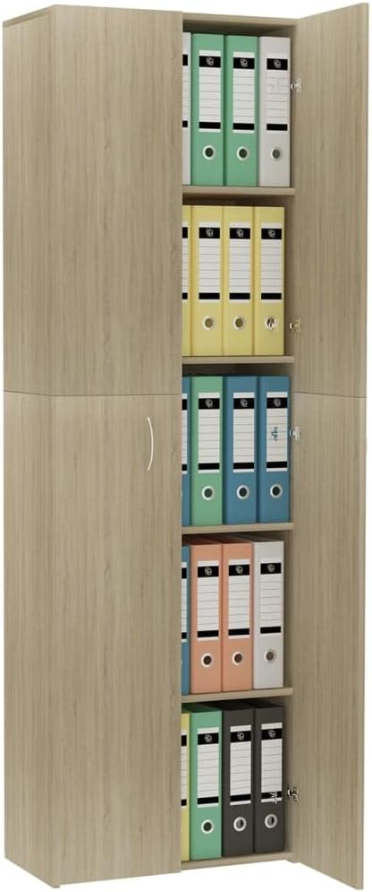 Amazon.com: Homvdxl 75" Tall Storage Cabinet with 2 Doors & 5 Shelves ...