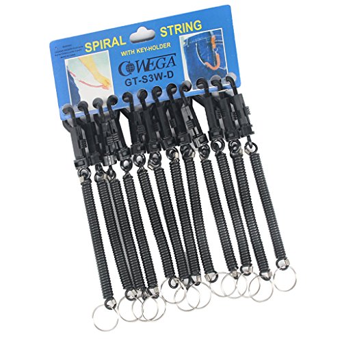 Imported 12pcs Retractable Spiral Stretch String Keychain Keyring Black ...