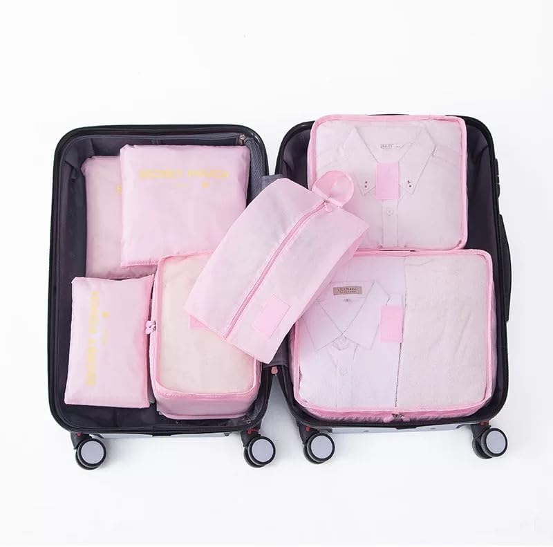 Amazon.co.jp: Natiform 旅行 トラベルポーチ 7点セット可愛い セット おしゃれ，旅行 パッキングポーチ 旅行 小分け 収納ポーチ 衣類収納 海外旅行 入院 便利グッズ ...