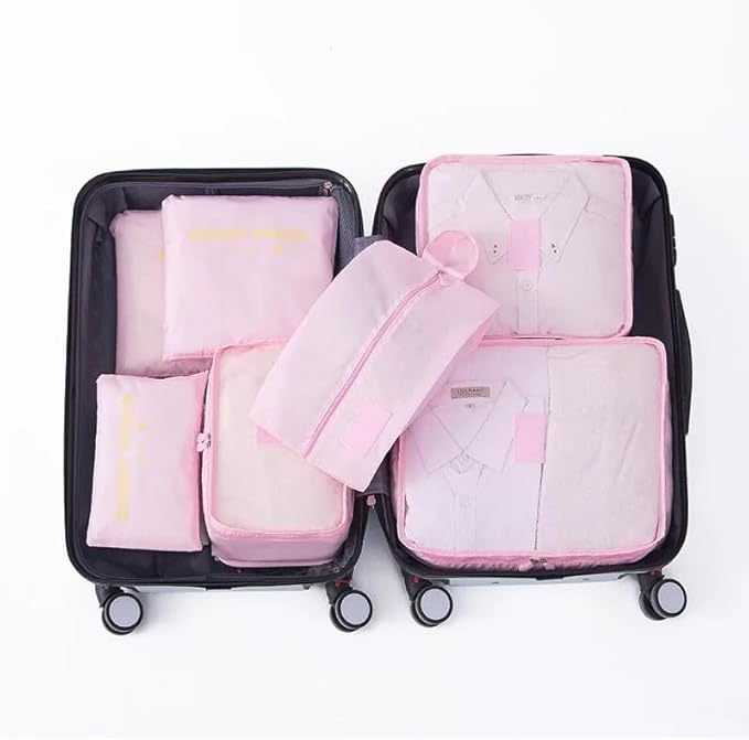 Amazon.co.jp: Natiform 旅行 トラベルポーチ 7点セット可愛い セット おしゃれ，旅行 パッキングポーチ 旅行 小分け 収納ポーチ 衣類収納 海外旅行 入院 便利グッズ ...